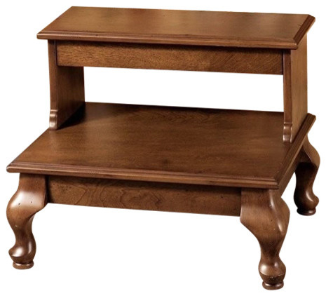 Bowery Hill Traditional Wood Bed Steps with Hidden Drawer in Cherry ...