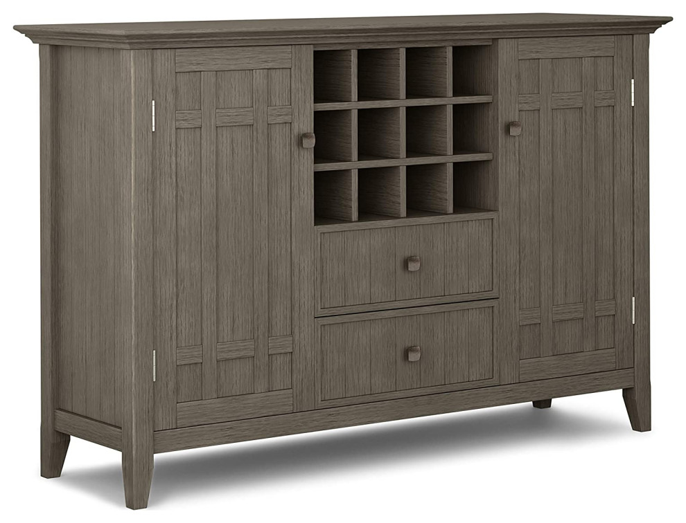 Rustic Sideboard, 2 Side Cabinets, Drawers and Center Wine Rack ...