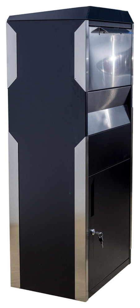 Locking Parcel Drop Box, Black With Stainless Steel - Transitional ...