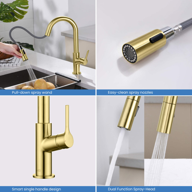 Fusion Single Handle Pull Down Kitchen & Bar Sink Faucet - Contemporary ...