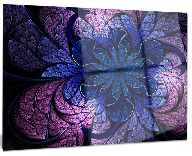 "Blue Purple Digital Art Fractal Flower" Metal Wall Art, 28"x12 ...