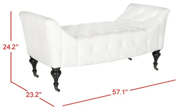 Classic Tufted Upholstered Bench with Carved Wheeled Legs and Flared Arms - Traditional ...
