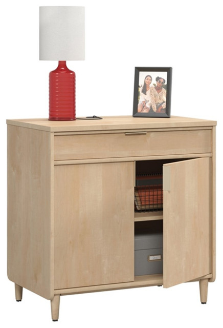 Pemberly Row Contemporary Engineered Wood Library Base in Natural Maple ...