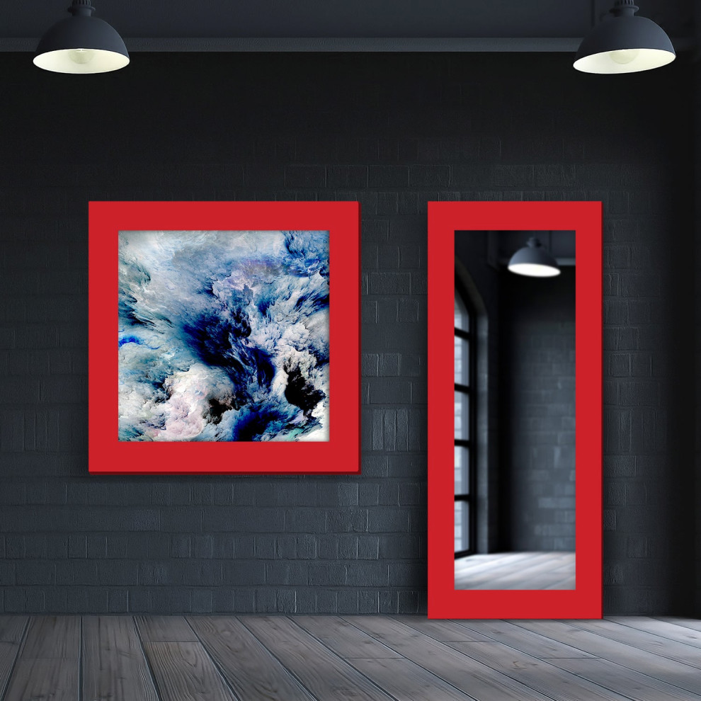 Grandeur Spotlight Mirror And Wall/Floor Art Set, Italian Red, WM05013 ...