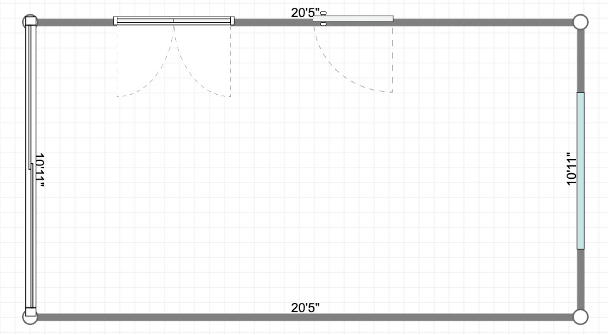 Layout Help Needed! Long living room with too many doors! | Houzz Forum