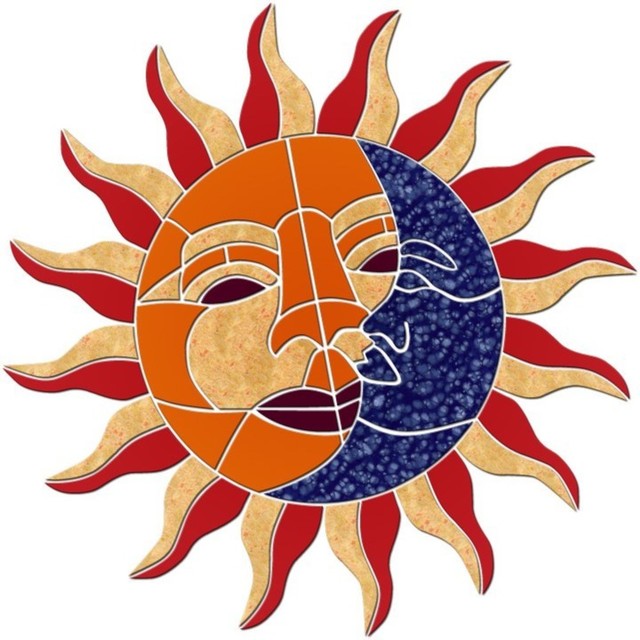 Sun & Moon Medallion Ceramic Swimming Pool Mosaic, 36"x36 ...