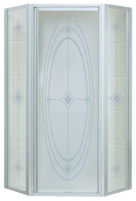 Sterling Intrigue Framed Neo Angle Shower Door Silver With Ellipse