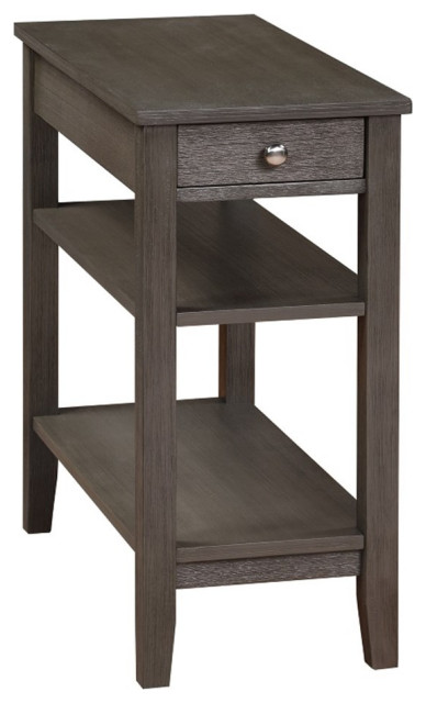 American Heritage One-Drawer End Table w/Charging Station in Gray Wood ...