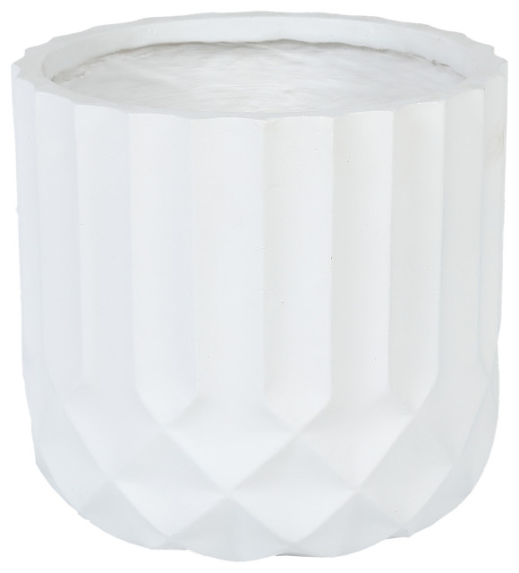 12 in. Round Modern White MgO Planter - Contemporary - Outdoor Pots And ...