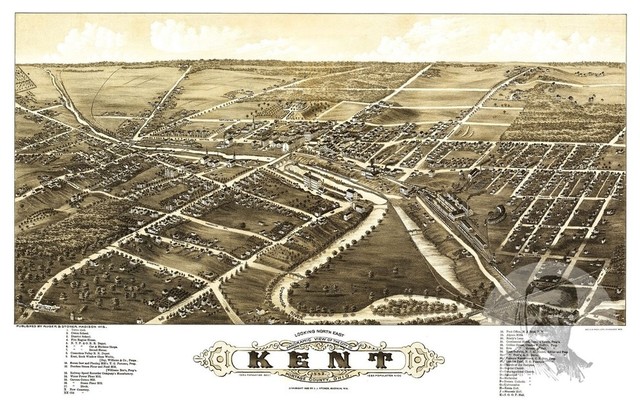 Old Map of Kent Ohio 1882, Vintage Map Art Print, 12"x18 ...