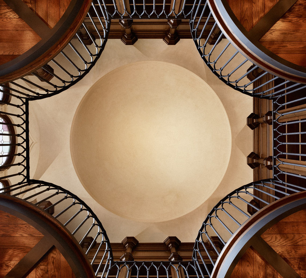 View Looking Up inside Domed Two-Story Library - Staircase - Austin ...