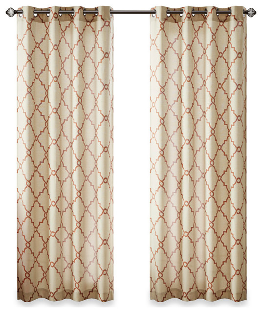 Madison Park Saratoga Fretwork Print Grommet Top Window Curtain Panel ...