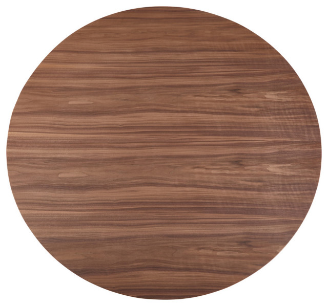 54" Contemporary Semi Gloss Brown Round Dining Table for 6 People ...