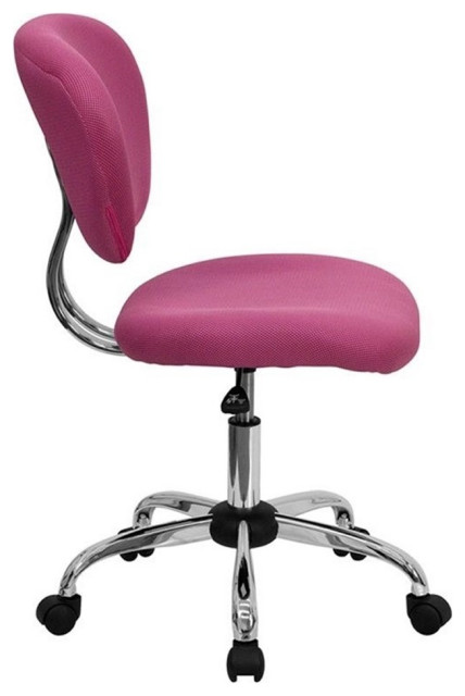 Pemberly Row Contemporary Mid-Back Mesh Office Swivel Chair in Pink ...