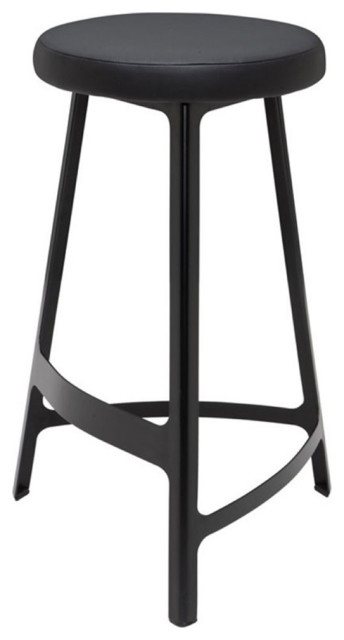 Nuevo Hyku 30" Faux Leather Backless Bar Stool in Black, 29.75 ...