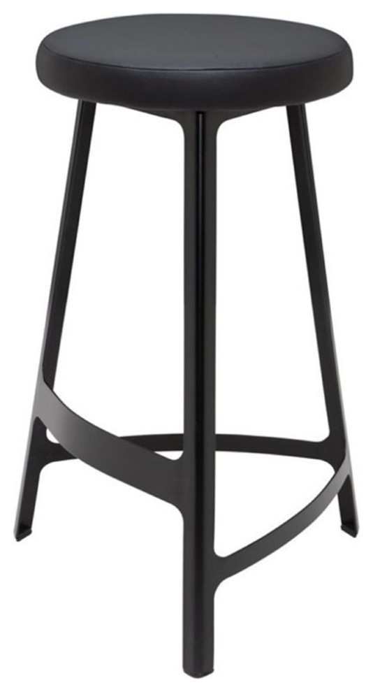Nuevo Hyku 30" Faux Leather Backless Bar Stool in Black, 29.75 ...