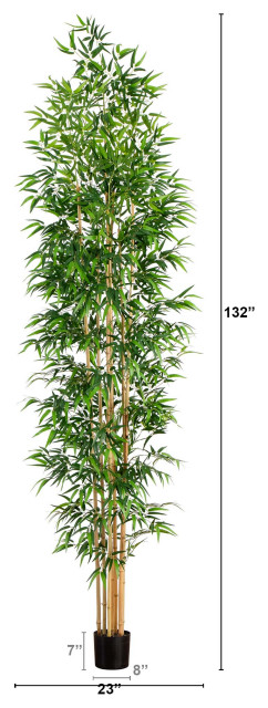 Artificial Bamboo Tree With Real Bamboo Trunks, 11ft - Tropical ...