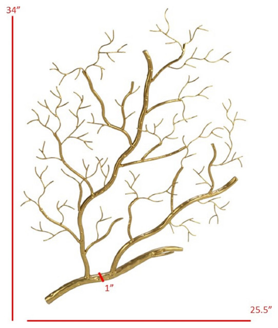 Gold Metal Branch Wall Decor - Contemporary - Metal Wall Art - by ...