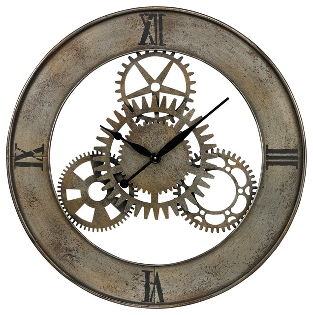 Industrial Cog Wall Clock - Industrial - Wall Clocks - by Buildcom | Houzz
