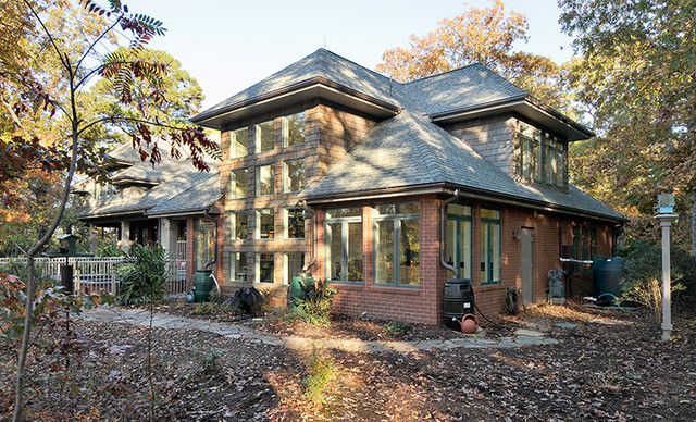 Two Story Brick Home & Addition with Pool - Contemporary - Exterior ...