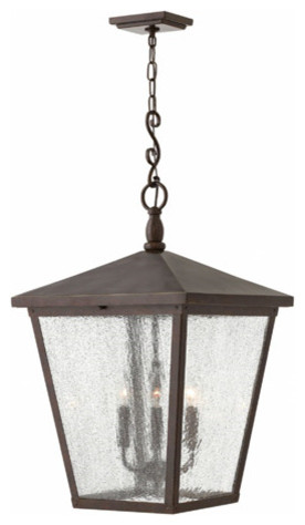 Trellis 4-Light Outdoor Hanging Lantern Regency Bronze Clear Glass ...