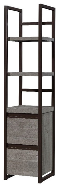 Pemberly Row Engineered Wood Narrow Storage Tower in Mystic Oak ...