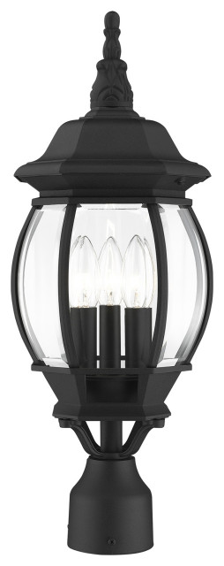 Textured Black Traditional, Colonial, Outdoor Post Top Lantern ...