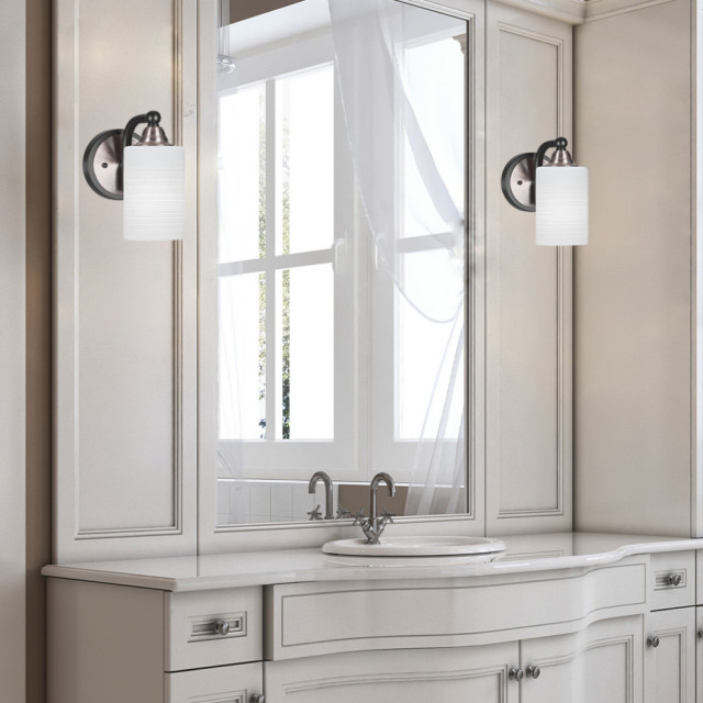 Paramount Wall Sconce, Matte Black & Brushed Nickel, 4" White Matrix ...