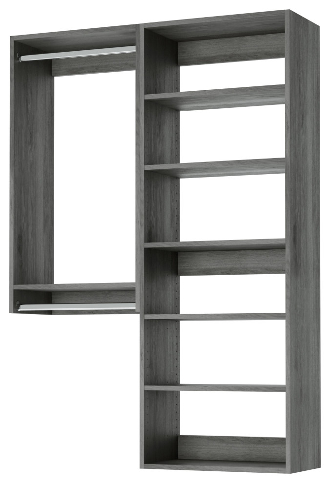 Modular Closet System Hanging Closet Organizer and Shelves, For 48"- 63 ...