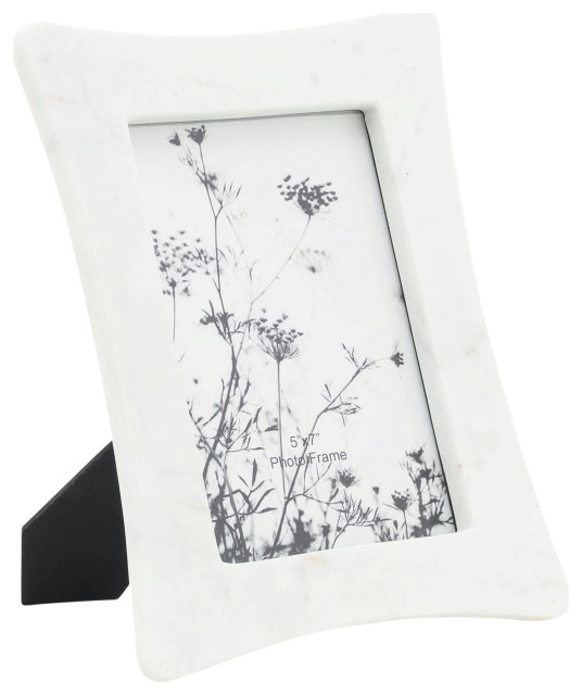 Marble, 5x7 Curved Photo Frame, White - Transitional - Picture Frames ...