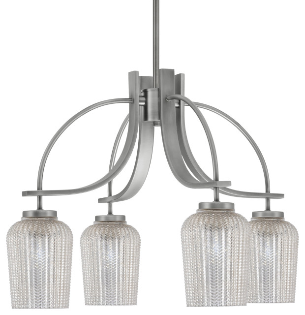 Cavella 4 Light, Downlight Chandelier, Graphite Finish, 5" Silver ...