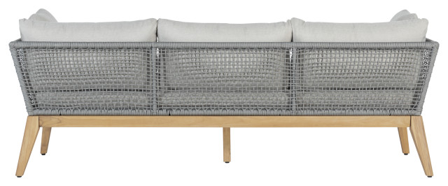 Cypress Teak Wood 128" Sofa with Gray Color Rope Design - Beach Style ...