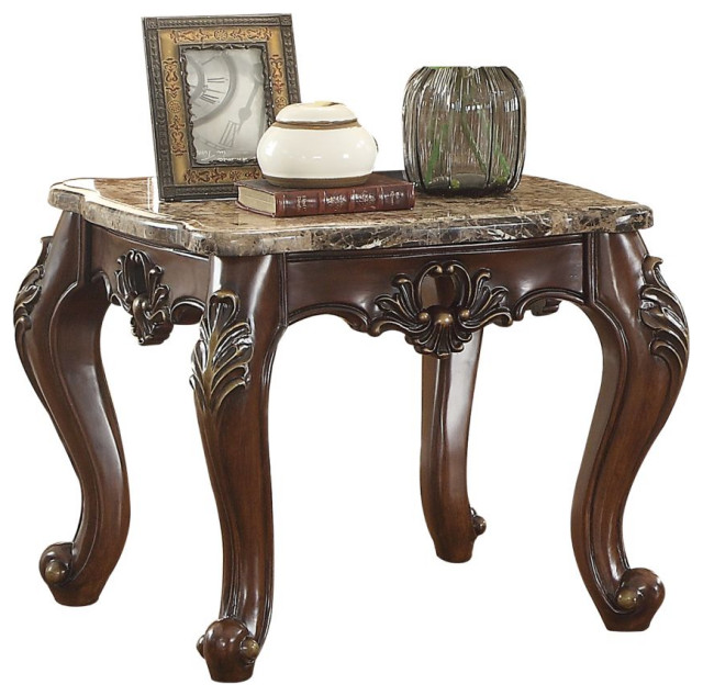 Acme Devayne End Table Marble and Dark Walnut - Side Tables And End ...
