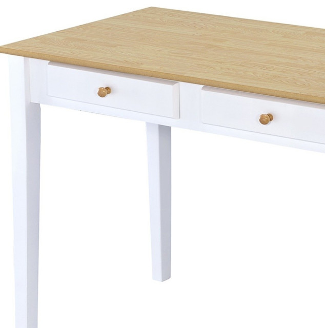 Wood And White Finish Cottage Desk With 2 Drawers - Transitional ...