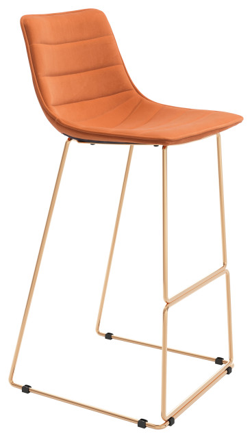 Adele Bar Chair Orange & Gold - Contemporary - Bar Stools And Counter ...