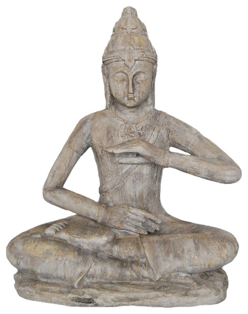Peacefully Adorning decorative Resin Sitting Buddha, Gray - Asian ...