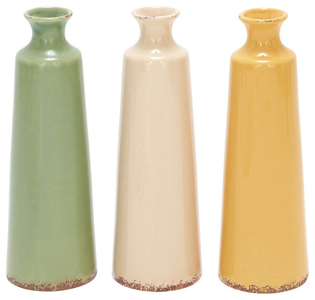 Vintage Multi Colored Ceramic Vase Set 38850, S/3 15"H, 5"W ...