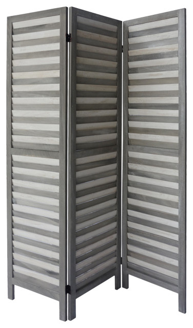 3 Panel Foldable Wooden Divider Privacy Screen With Shutter Design ...