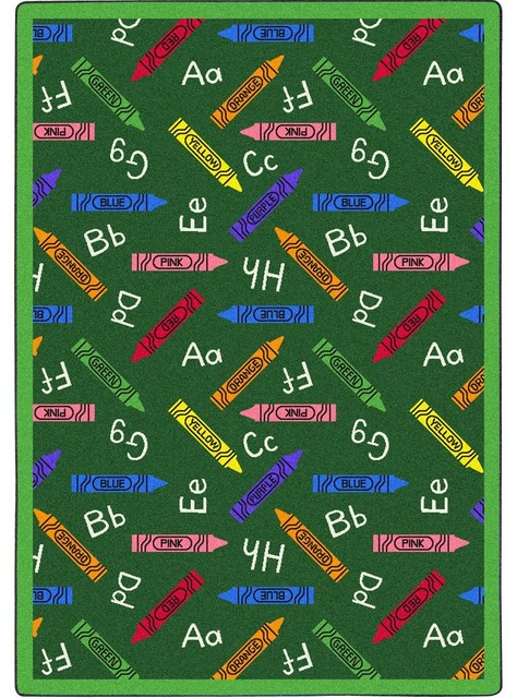 Playful Patterns Rug, Crayons, 3'10"x5'4", Blue, 5'4"x7'8 ...