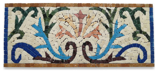 Marble Mosaic Border Listello Insert Sky Pink 5.9x13.8 Tile Polished, 1 ...