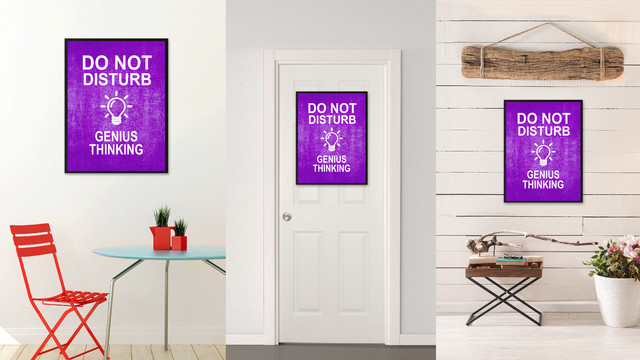 "Do Not Disturb Genius Thinking" Sign Purple Canvas Print with Frame ...