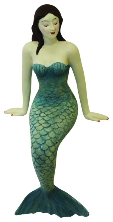 Luxe Mermaid Bathing Beauty Shelf Sitter Statue, Swim Suit Fantasy Blue ...