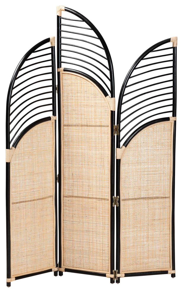 Lucija Two-Tone Rattan Room Divider - Tropical - Screens And Room ...