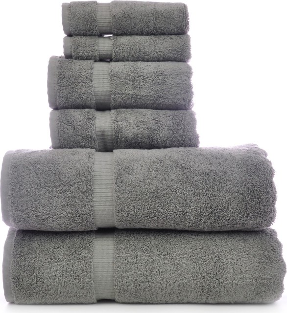 Dobby Luxury Hotel and Spa Dobby Border Towel, Set of 6, Six Piece ...
