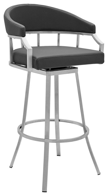 Counter Stool, Brushed Stainless Steel Frame With Padded Seat and ...