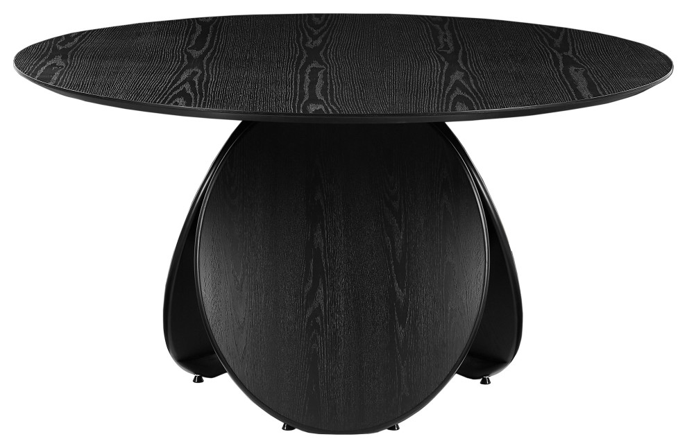 Emil Black Oak Round Dining Table - Black - Transitional - Dining ...