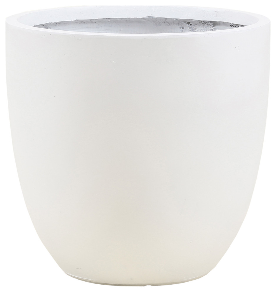 Round White Finish Planter (Medium) - Transitional - Outdoor Pots And ...