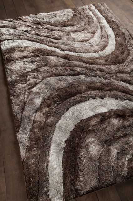 Flemish Hand-Woven Shag Rug, Rectangular Ivory/Taupe/Beige 7'9"x10'6 ...