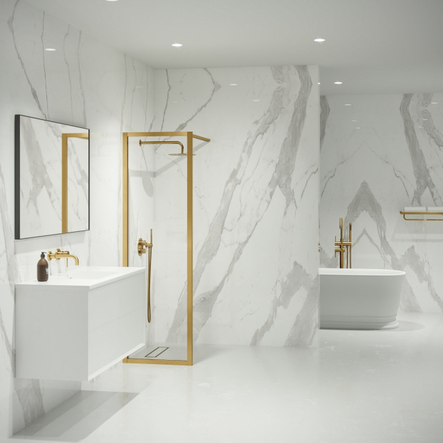 Mayfair Brushed Gold Shower Screen - Moderno - Stanza da Bagno - Altro ... Mayfair Brushed Gold Shower Screen - Moderno - Stanza da Bagno - Altro ...