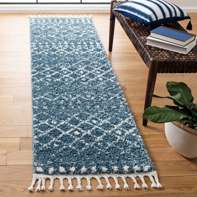 Safavieh Berber Fringe Shag Bfg519M Moroccan, Shag Rug, Blue and Ivory ...